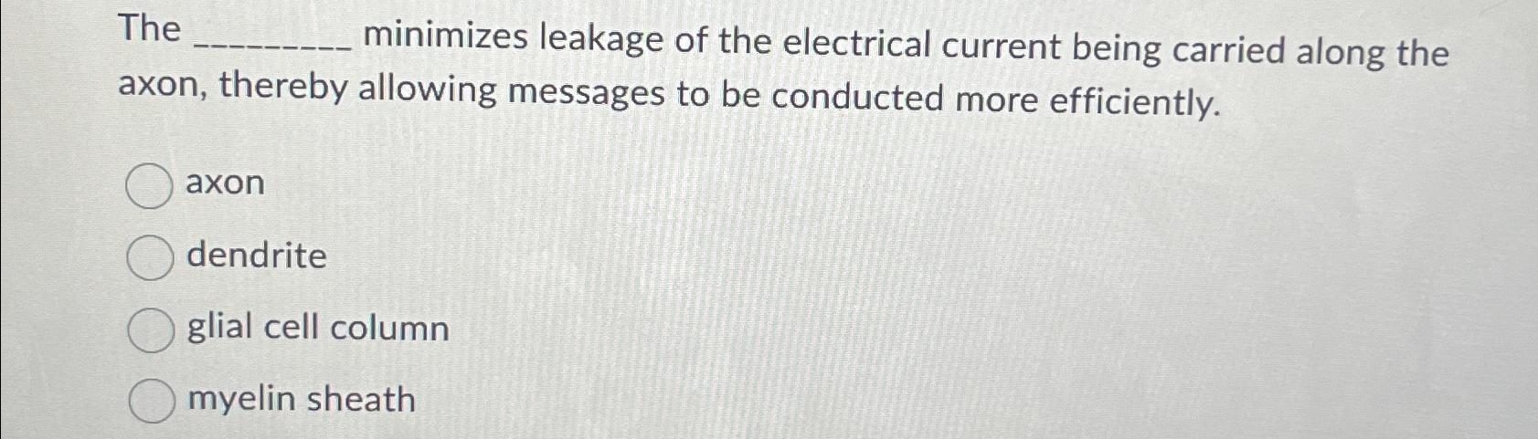 Solved The minimizes leakage of the electrical current being | Chegg.com
