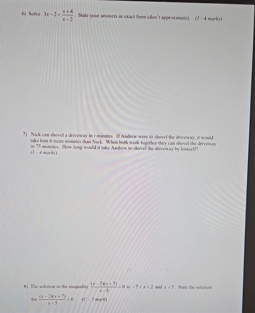 Solved Solve 3x-2=x+4x-2, ﻿State your answers in exact form | Chegg.com