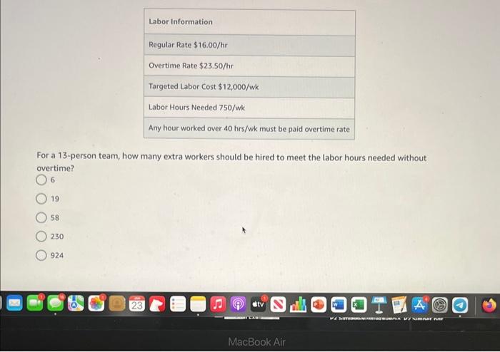 Solved For a 13-person team, how many extra workers should | Chegg.com