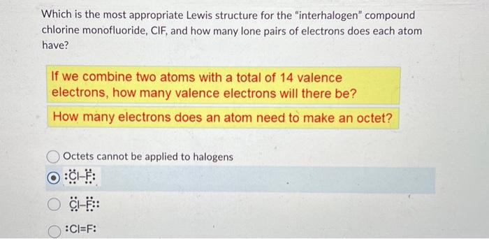 Solved Which is the most appropriate Lewis structure for the | Chegg.com