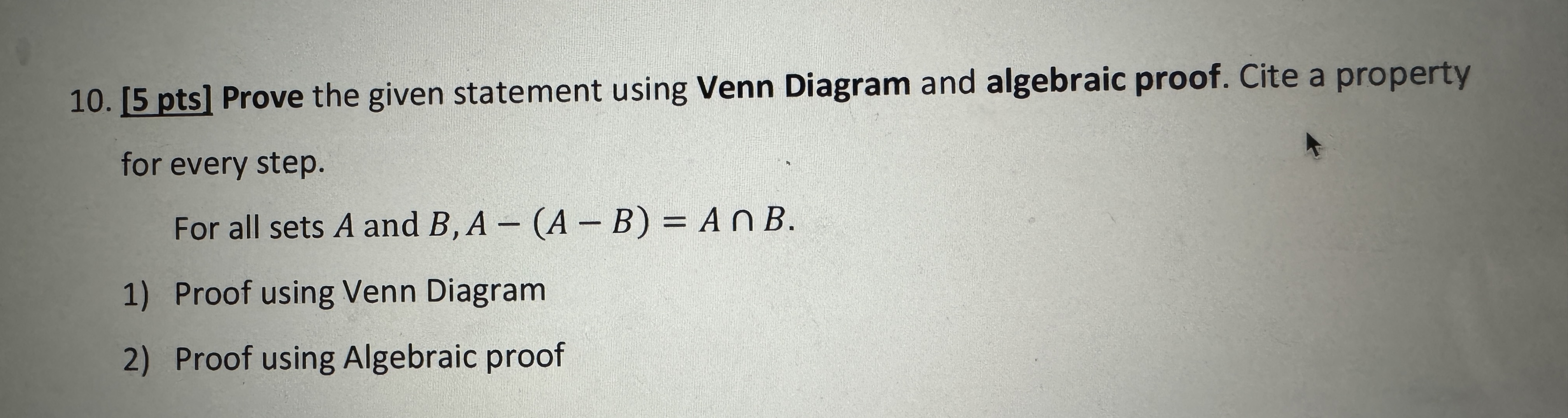 Solved [5 ﻿pts] ﻿Prove the given statement using Venn | Chegg.com