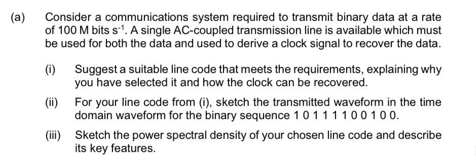 (a) ﻿Consider a communications system required to | Chegg.com