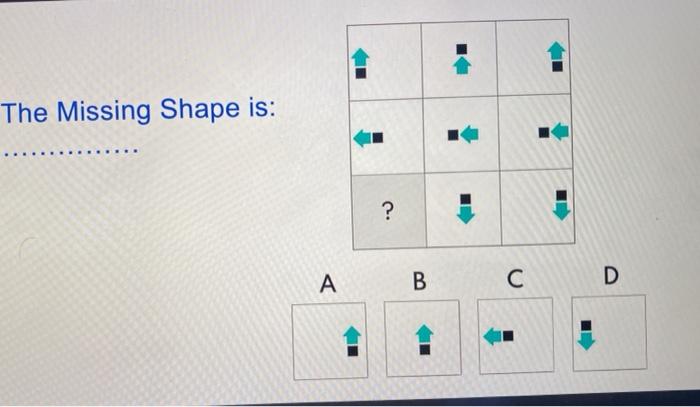 Solved The Missing Shape is: ? A B С D | Chegg.com