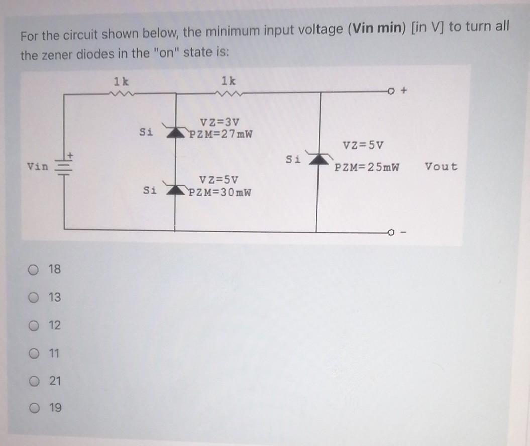 Solved For the circuit shown below, the minimum input | Chegg.com