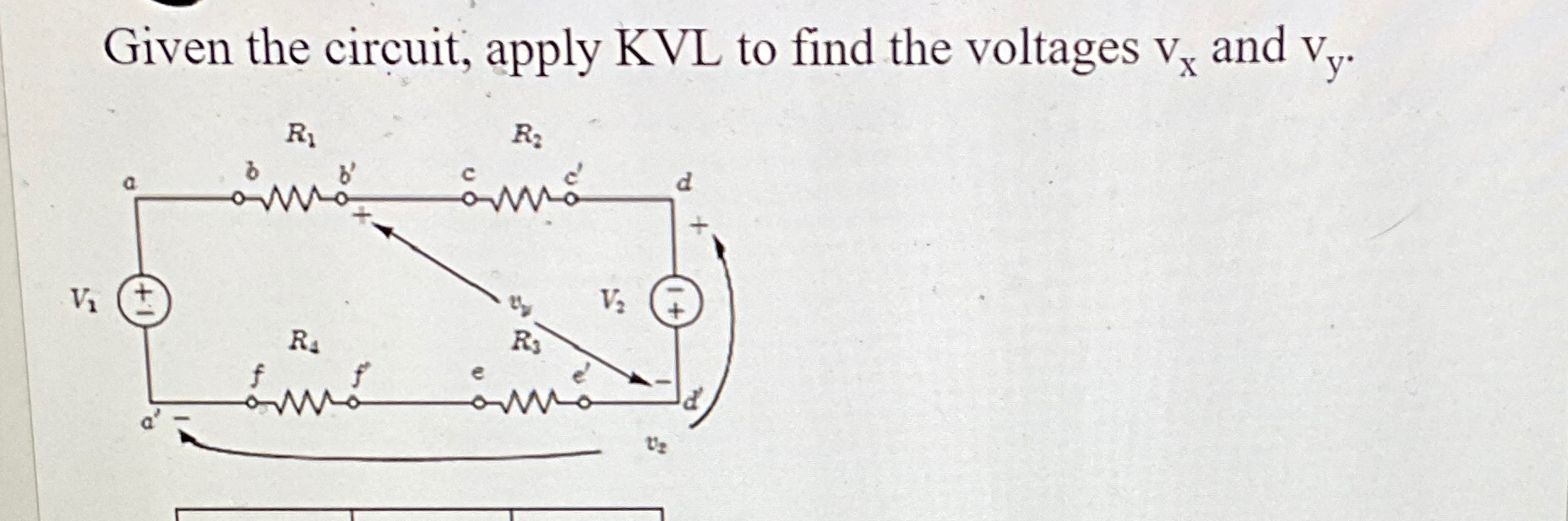 Solved Given the circuit, apply KVL to find the voltages vx | Chegg.com