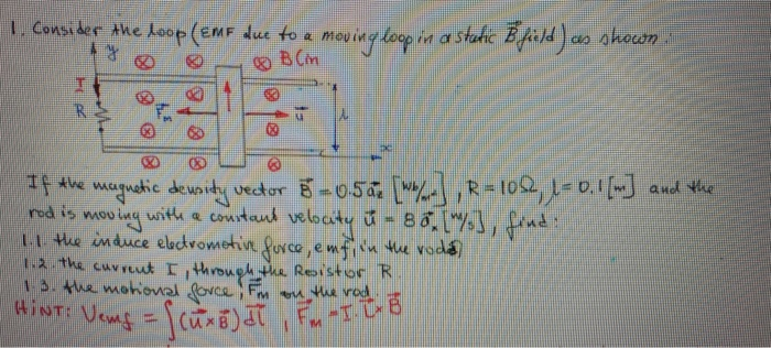 Solved 1 Consider the loop (EMF due to a moving loop in a | Chegg.com