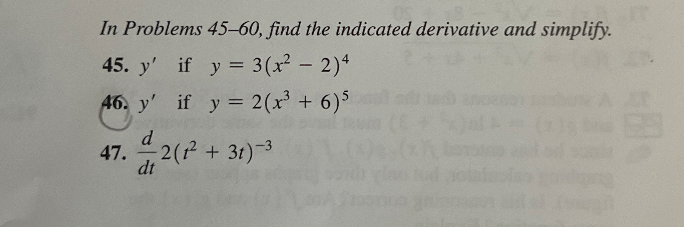 Solved In Problems 45-60, ﻿find the indicated derivative and | Chegg.com