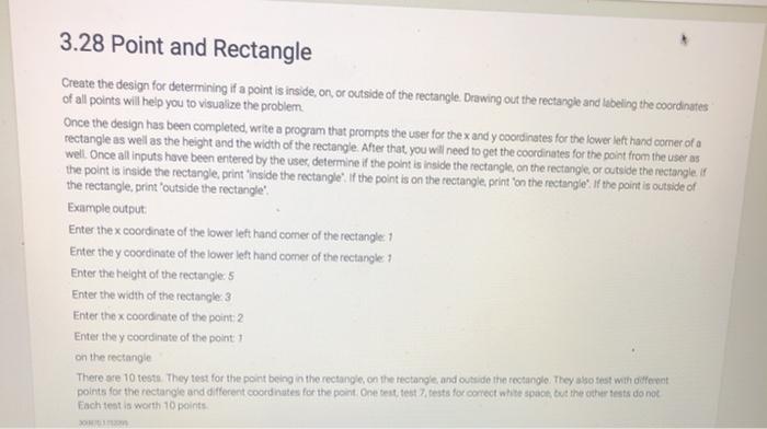 Solved 3.28 Point and Rectangle Create the design for | Chegg.com