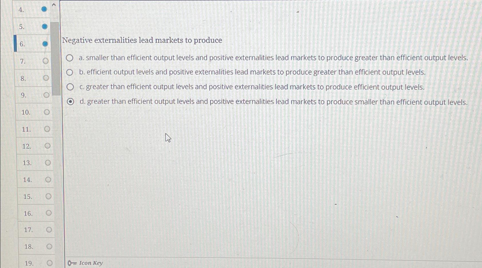 Solved a. ﻿smaller than efficient output levels and positive | Chegg.com