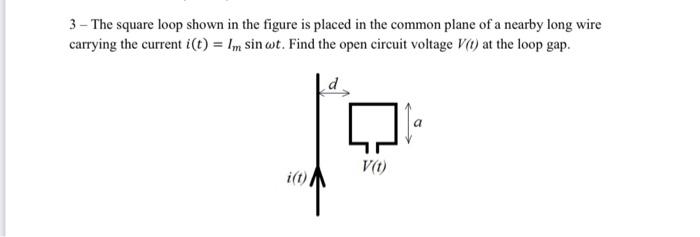 Solved 3- The square loop shown in the figure is placed in | Chegg.com