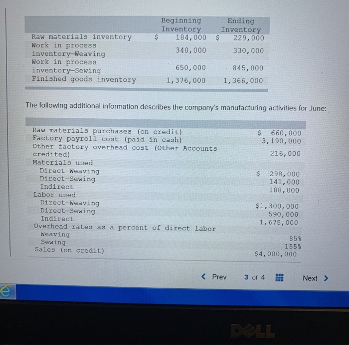 Solved $ Beginning Ending Inventory Inventory 184,000 $ | Chegg.com