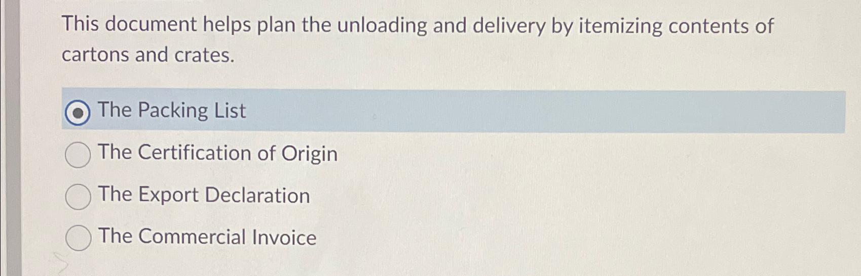 Solved This document helps plan the unloading and delivery | Chegg.com