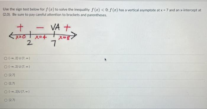 Solved Use the sign test below for f(x) to solve the | Chegg.com
