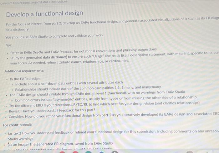 Solved Develop a functional design For the focus of interest | Chegg.com