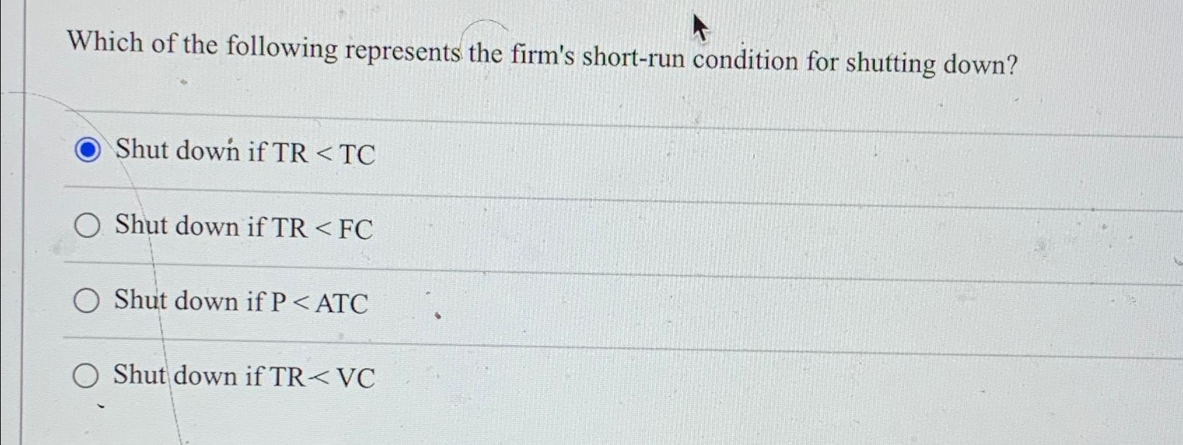 Solved Which of the following represents the firm's | Chegg.com