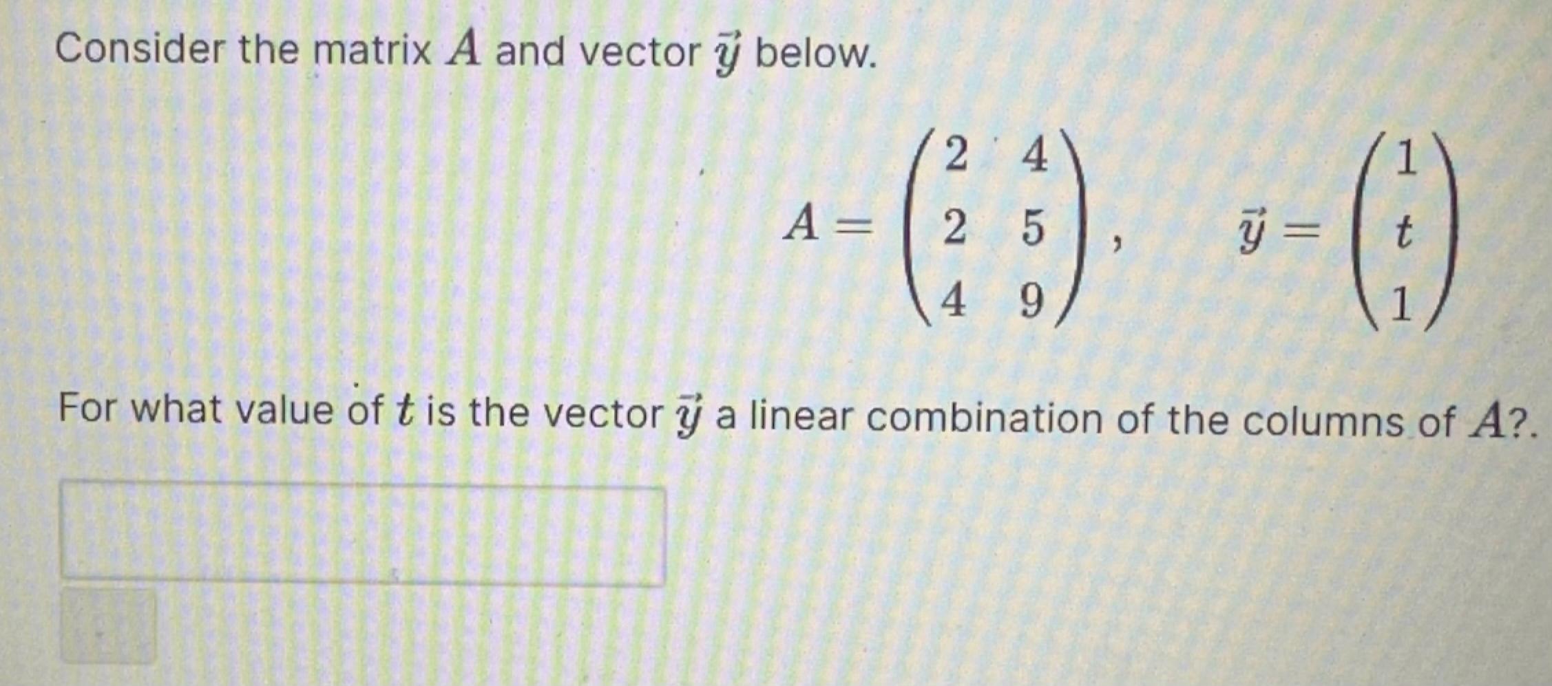 Solved Consider the matrix A and vector vec(y) | Chegg.com
