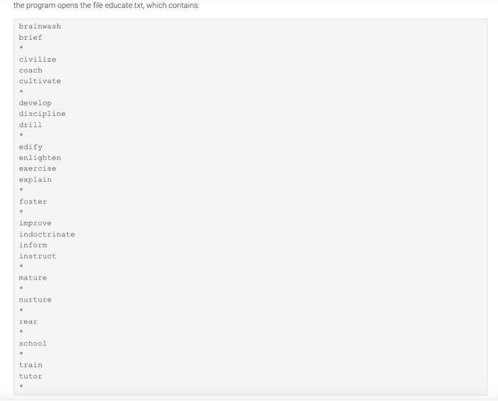 Solved Given a set of text files containing synonyms for | Chegg.com