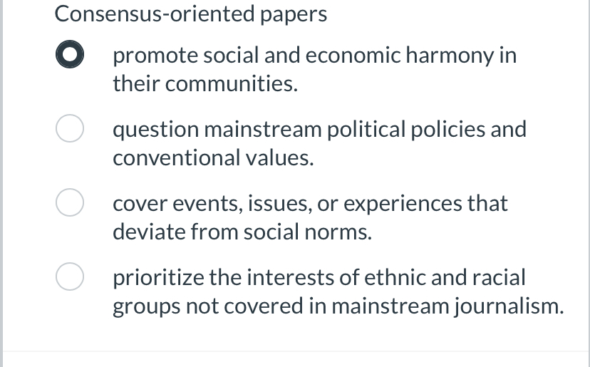 Solved Consensus-oriented paperspromote social and economic | Chegg.com