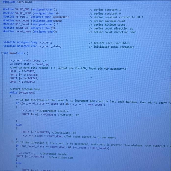 Solved how can i alter my current code to change the blink | Chegg.com