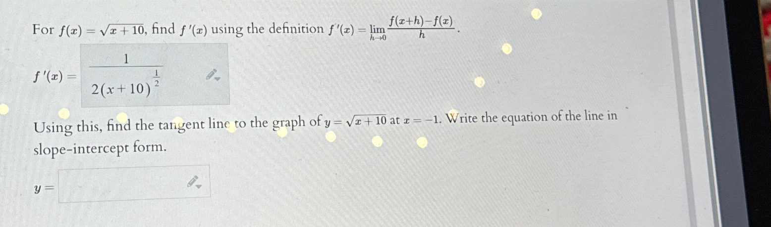 Solved For f(x)=x+102, ﻿find f'(x) ﻿using the definition | Chegg.com