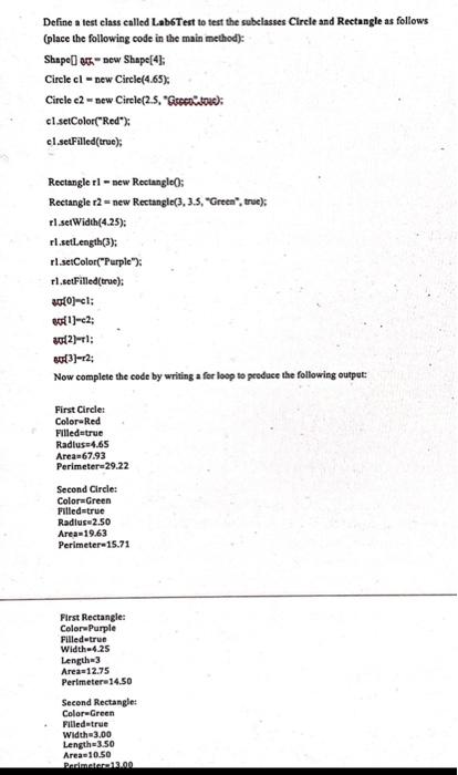 Solved 1. Polymorphism 2. Abstract classes Task: Implement | Chegg.com