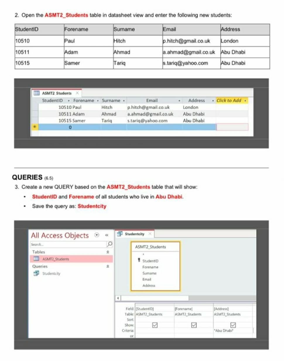 Solved MS access example project, with complete screenshots | Chegg.com