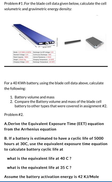 Solved Problem #1.For the blade cell data given below, | Chegg.com