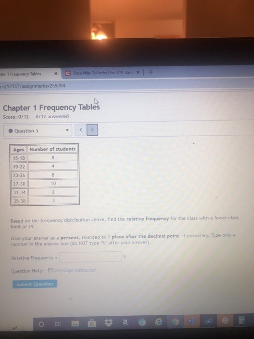 Solved X ter 1 Frequency Tables C Data Was Collected for 273 | Chegg.com
