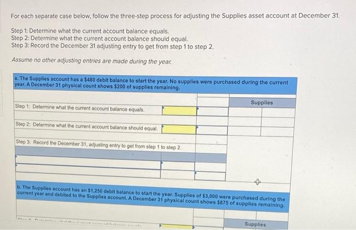Solved For each separate case below, follow the three-step | Chegg.com