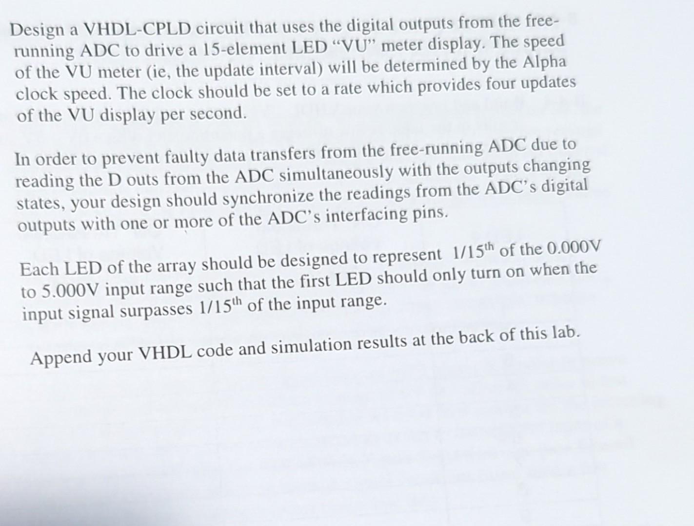 Design A Vhdl Cpld Circuit That Uses The Digital 