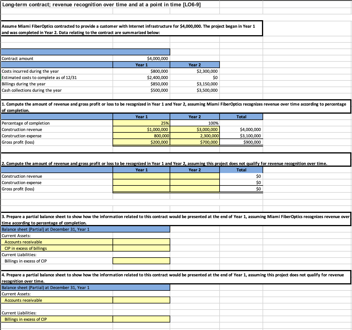 Solved Long-term contract; revenue recognition over time and | Chegg.com
