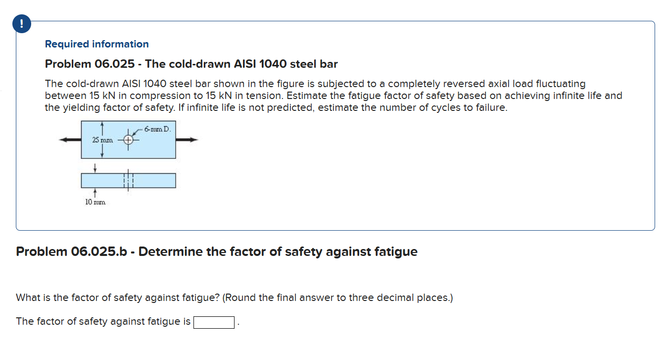 Solved Required information Problem 06.025 - ﻿The cold-drawn | Chegg.com