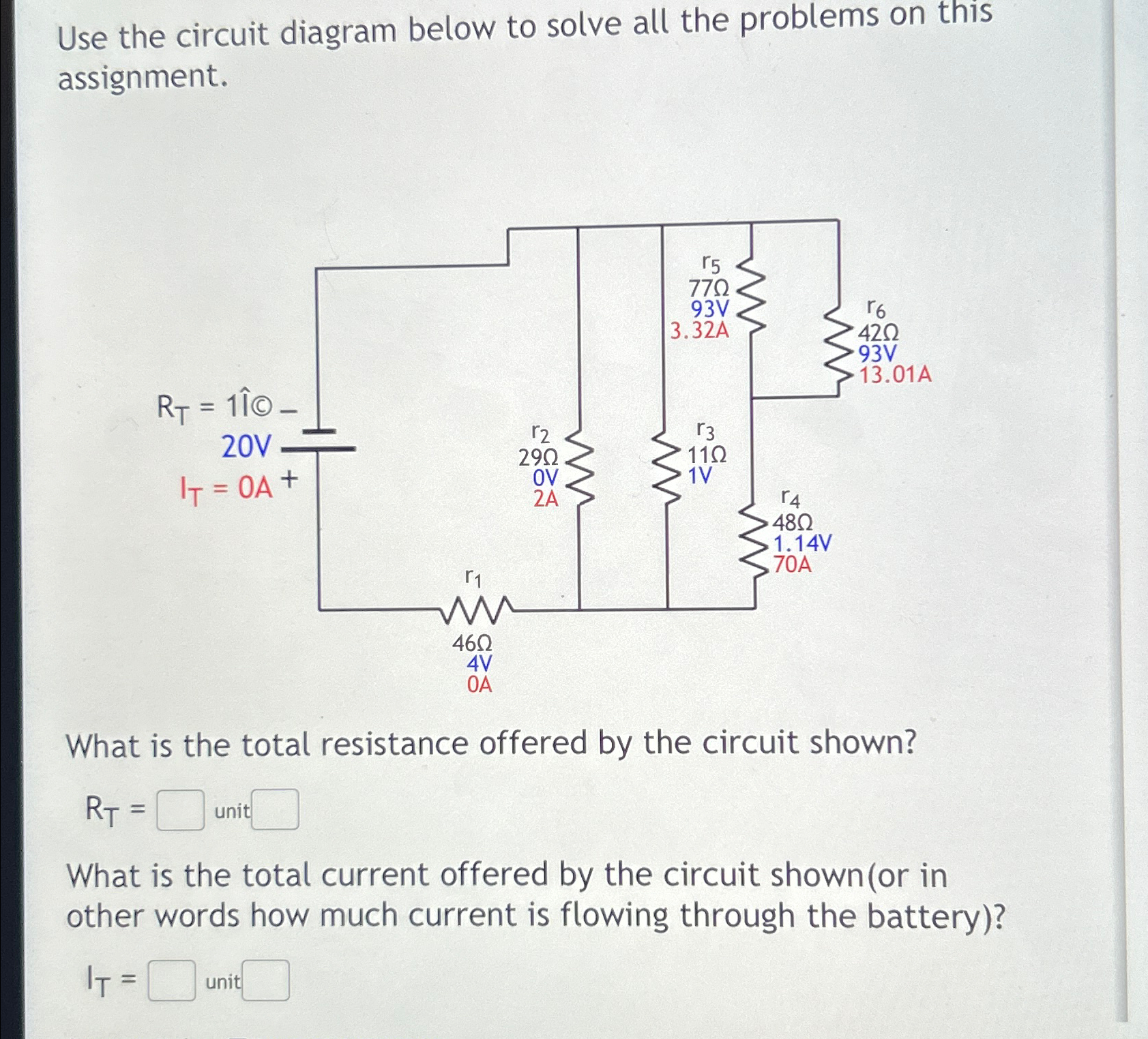 Solved Use the circuit diagram below to solve all the | Chegg.com
