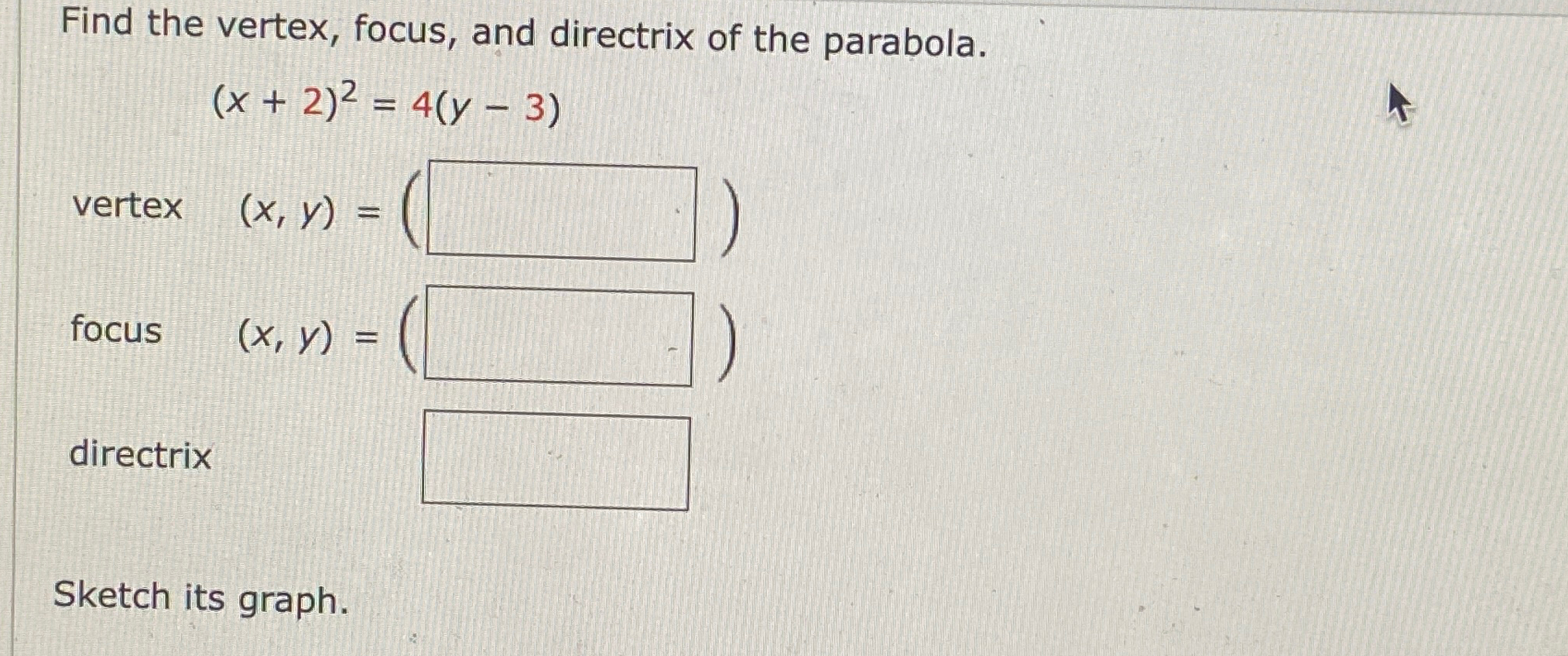 Solved Find the vertex, focus, and directrix of the | Chegg.com