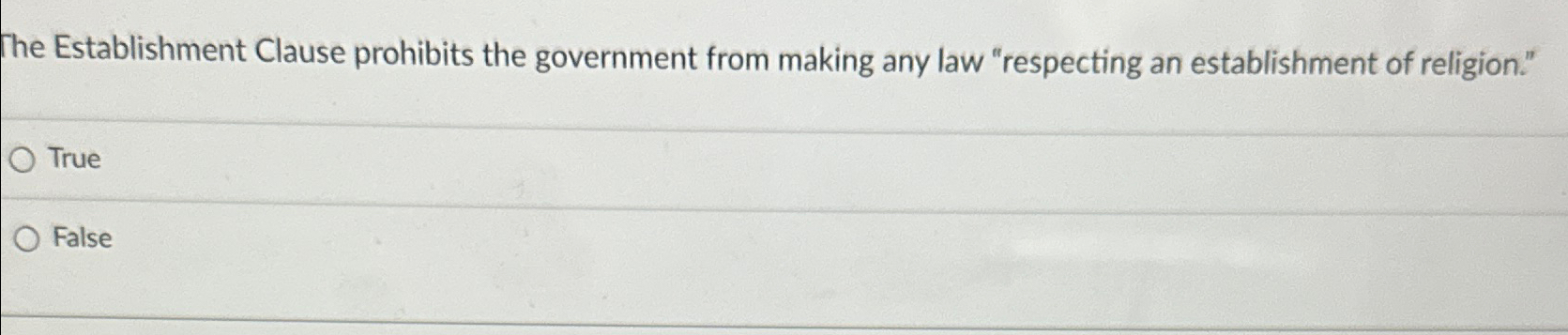 Solved The Establishment Clause prohibits the government | Chegg.com