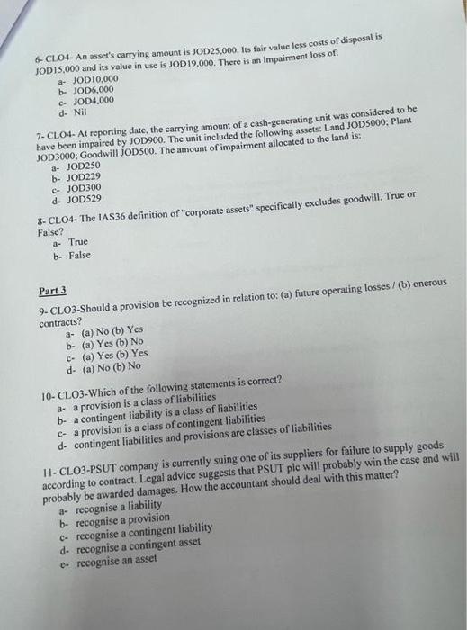 Solved Choose the best answer for each of the following | Chegg.com