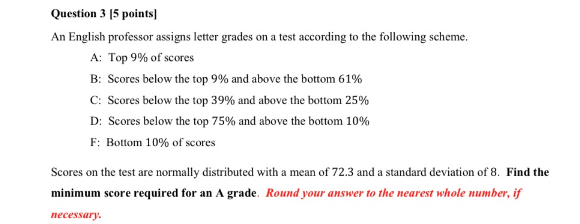 Solved Question 3 [5 ﻿points]An English professor assigns | Chegg.com