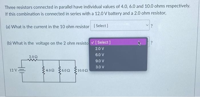 Solved Three resistors connected in parallel have individual | Chegg.com