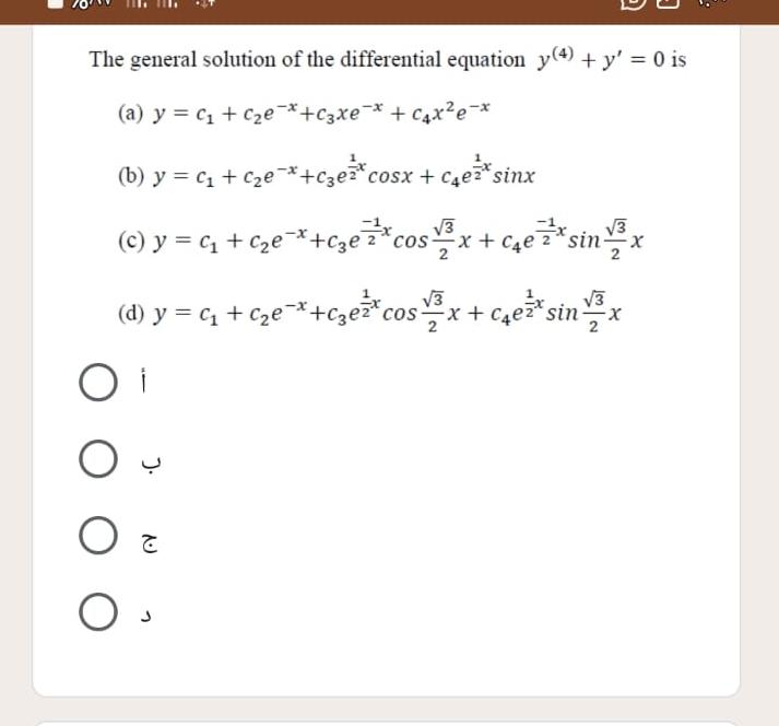 Solved The general solution of the differential equation | Chegg.com