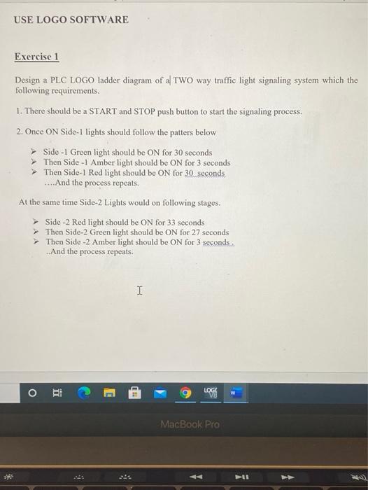 Solved USE LOGO SOFTWARE Exercise 1 Design a PLC LOGO ladder | Chegg.com