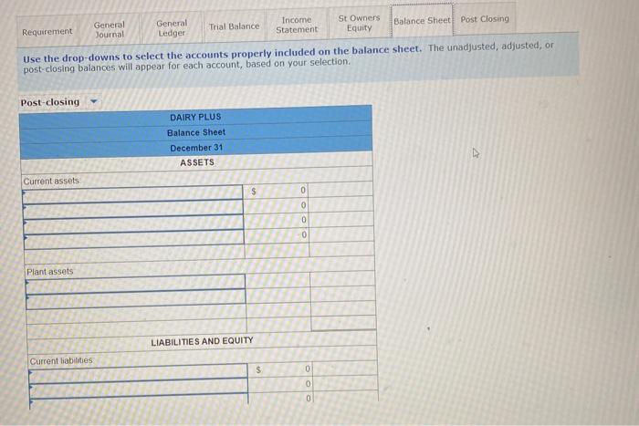 Use the drop-downs to select the accounts properly | Chegg.com