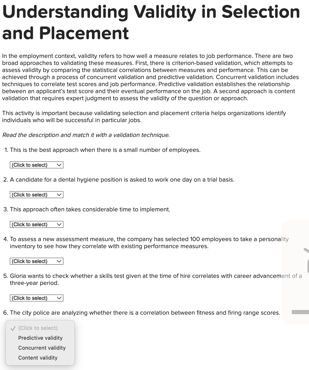 Solved Understanding Validity in Selectionand PlacementIn | Chegg.com