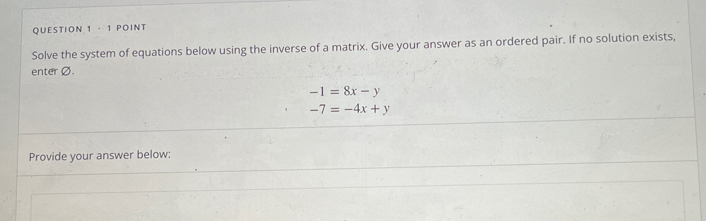Solved QUESTION 11 ﻿POINTSolve the system of equations below | Chegg.com