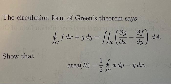 Solved The circulation form of Green's theorem says | Chegg.com