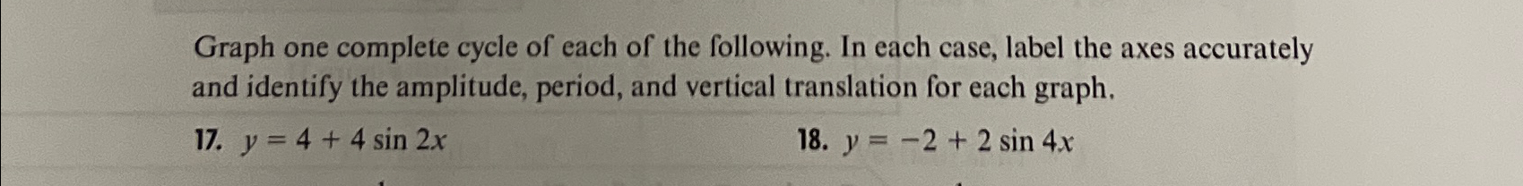 Solved Graph one complete cycle of each of the following. In | Chegg.com