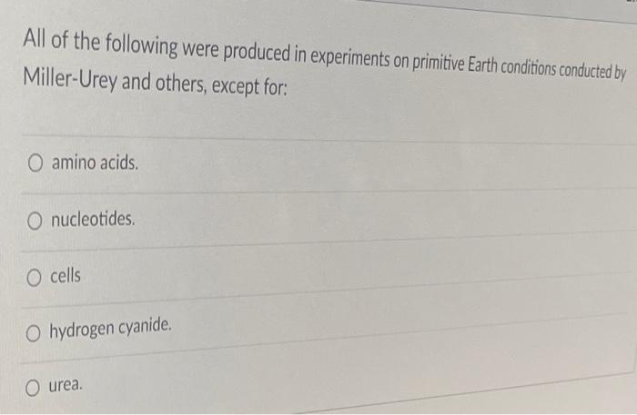Solved All of the following were produced in experiments on | Chegg.com