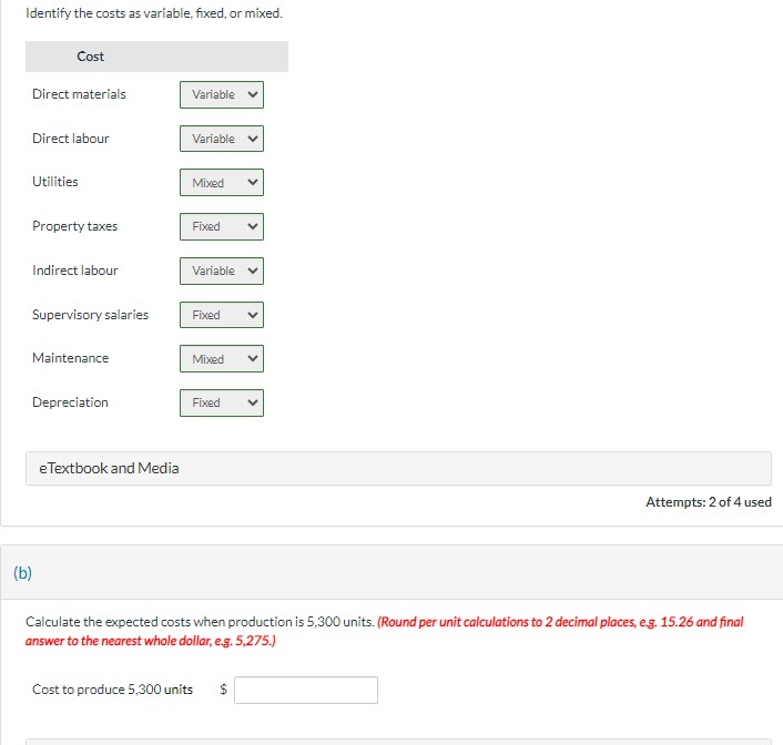 Solved Identify the costs as variable, fixed, or | Chegg.com