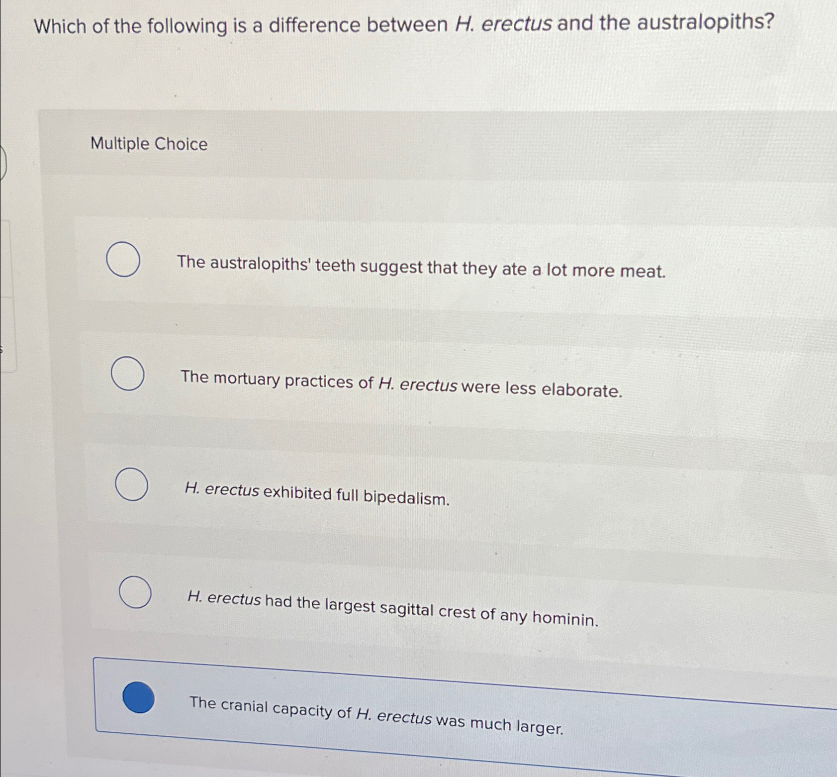 Solved Which of the following is a difference between H. | Chegg.com