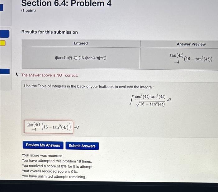 Solved Section 6.4: Problem 4 (1 point) Results for this | Chegg.com