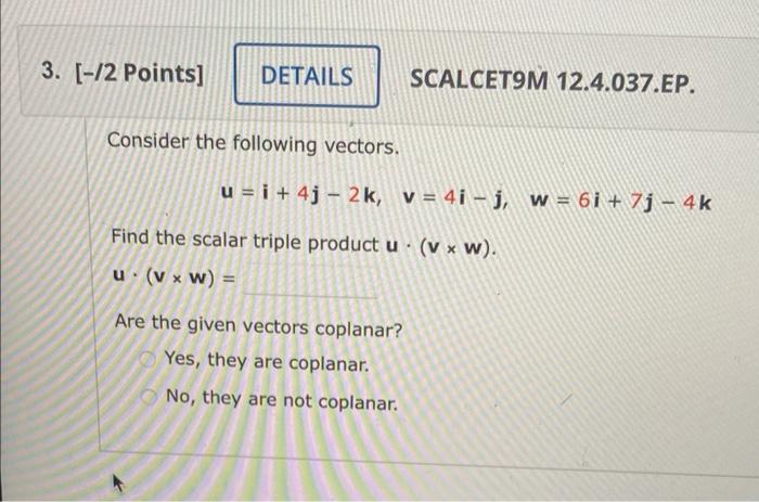 Solved Consider the following vectors. | Chegg.com